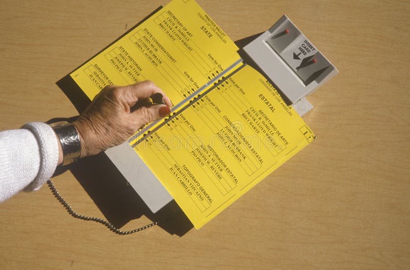 Close-up of a Voting Booth with Ballots Editorial Stock Photo - Image ...