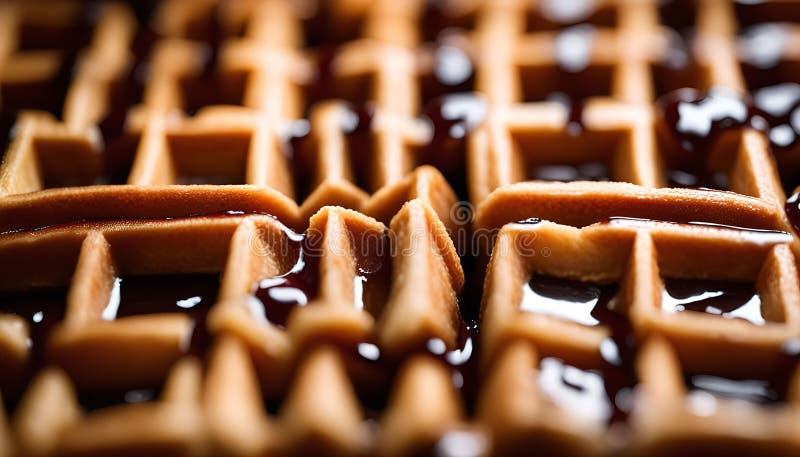 Close-up of a Waffle with Chocolate Syrup Stock Illustration ...