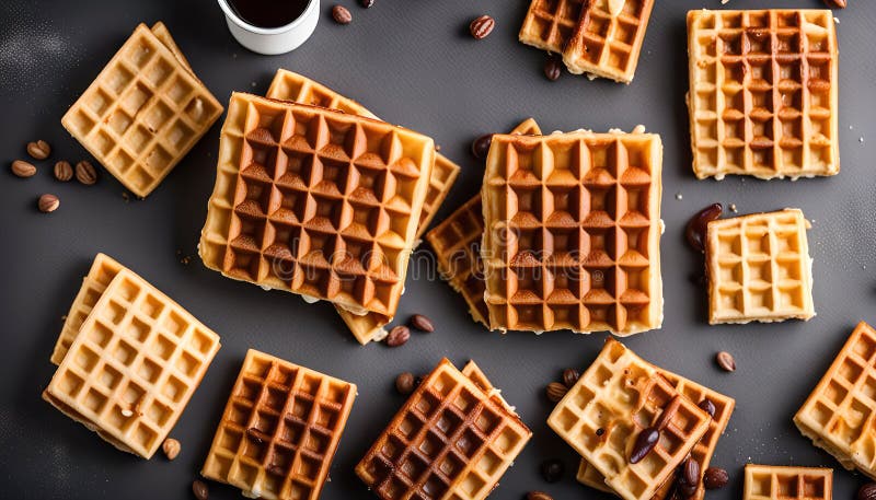 A Close-Up of Waffle Pattern and Coffee Beans Stock Illustration ...