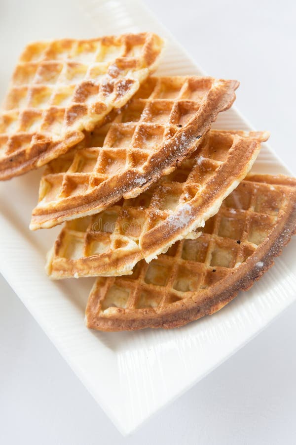 Close Up of Waffles on Plate at Breakfast Table Stock Image - Image of ...