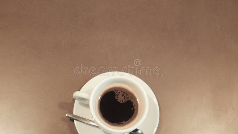 Close Up Waitress Placing a Coffee on the Counter. Top View Stock ...