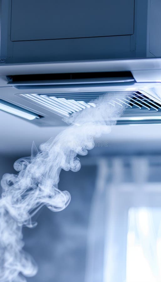 Close Up of Wall Air Vent with Cool Blue Air Flowing Out in a Stream ...