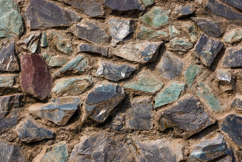 Stone and Mortar Wall Construction Stock Image - Image of masonry ...