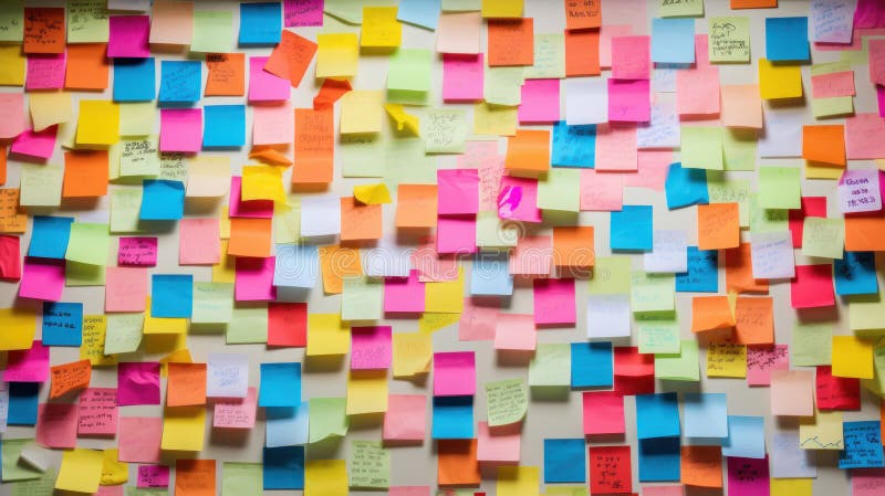 Close Up of Wall Covered with Lots of Sticky Notes in Different Colors ...