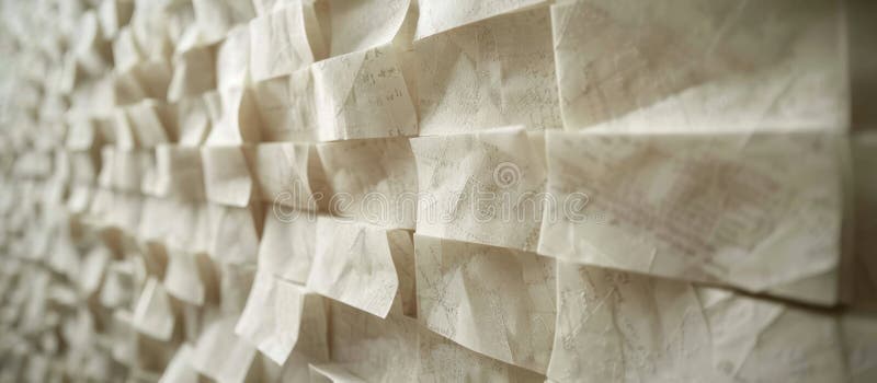 Close Up of Wall Covered with Many Pieces of Paper Stock Image - Image ...