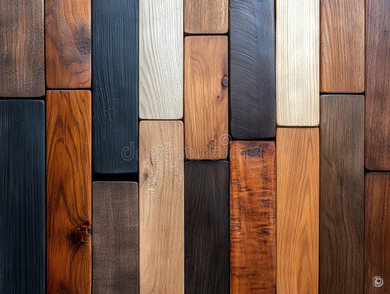 A Close Up of a Wall of Different Types of Wood Stock Image - Image of ...