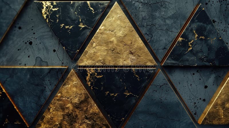 Close Up of a Wall with Gold Triangles, Perfect for Interior Design ...