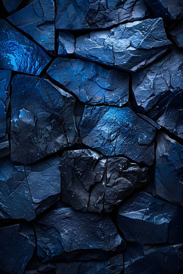 Close Up of Electric Blue Rock Wall with Rectangle Pattern Stock Photo ...
