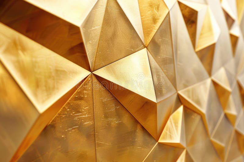 Close Up of a Wall Made of Gold Triangles, Perfect for Interior Design ...