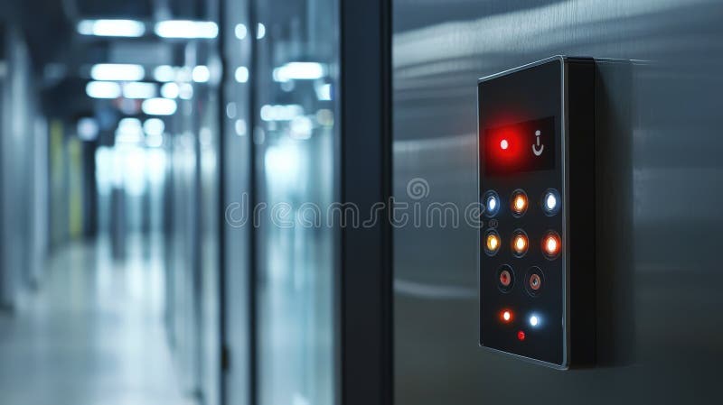 Close-up of Wall-mounted Access Control Panel with Led Indicator ...