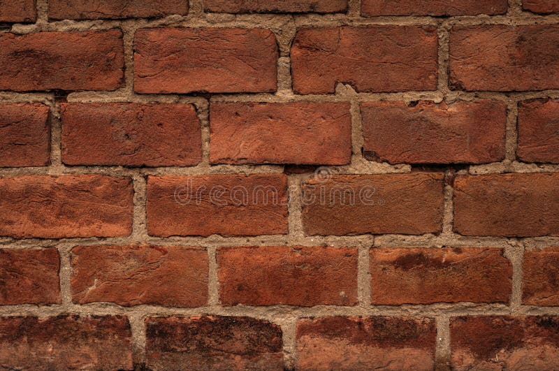 Close-up Wall with Red Wide Bricks Texture Background on the House ...