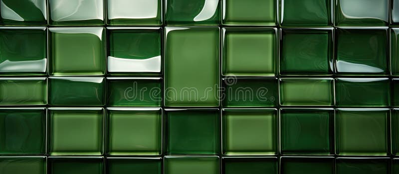 A Close Up of a Wall with a Symmetrical Pattern of Green Rectangular ...
