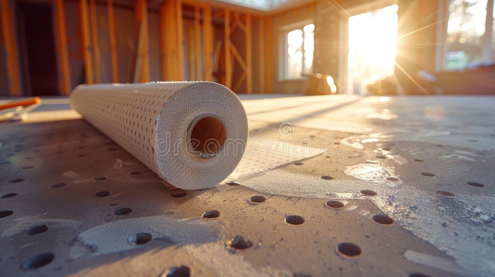 Close-up of Wallpaper Roll on Construction Site with Sunlight. Stock ...