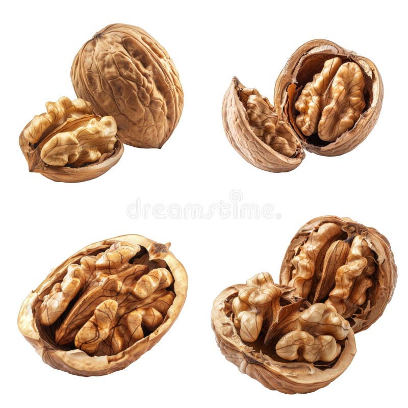 Close-up of Walnuts in Various Stages of Opening Stock Illustration ...