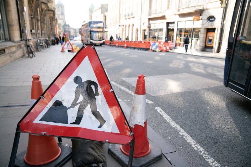 Warning Sign for Working in Process, Caution and Dangerous in the City ...