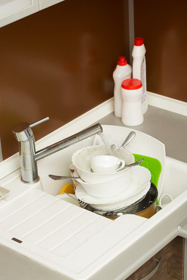 Close Up Washing Dishes in the Kitchen Stock Image - Image of dishware ...