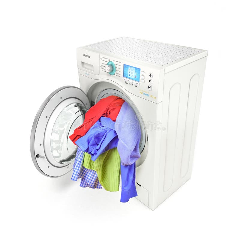 A Close Up of a Washing Machine Loaded with Clothes Stock Image - Image ...