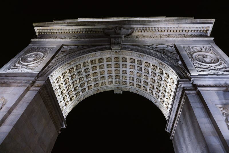 Close-up of Washington Square Arch at Washington Square Park in New ...