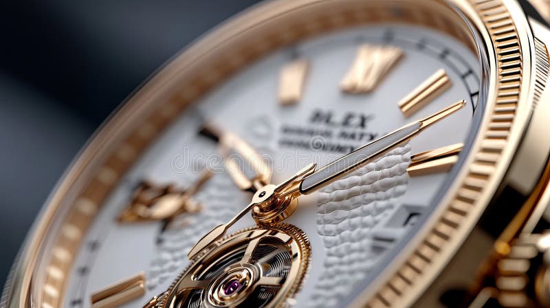 A Close Up of a Watch with a White Dial and Gold Hands Stock Photo ...