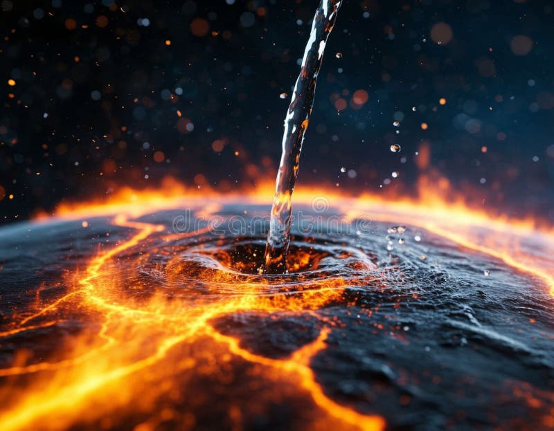 Close-up of Water Being Poured on Burning Ground. Stock Illustration ...