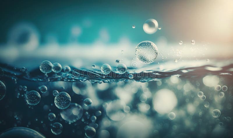 A Close Up of Water Bubbles Floating on the Surface of the Water Stock ...