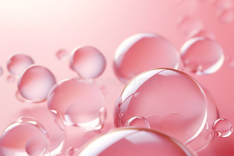 Close Up of Water with Bubbles on a Pink Background for Cosmetic ...