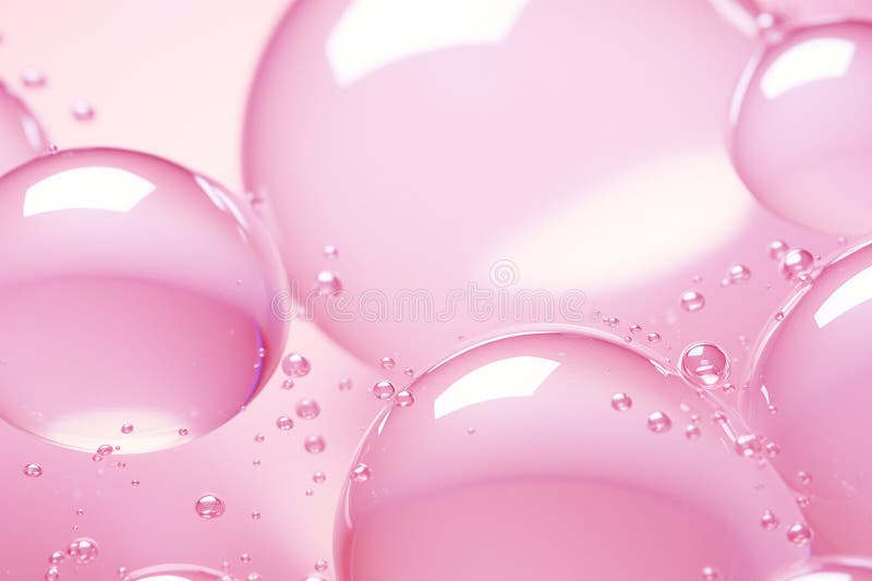 Close Up of Water with Bubbles on a Pink Background for Cosmetic ...