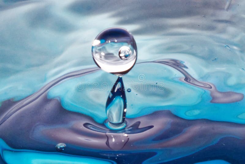 Close Up of a Water Drop Falling and Impacting on a Body of Water Stock ...