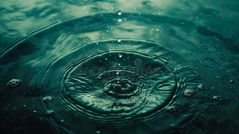 A Close Up of a Water Drop in the Middle of a Pond Stock Photo - Image ...