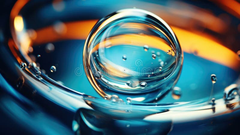 A Close Up of a Water Drop in the Middle of Some Liquid, AI Stock ...
