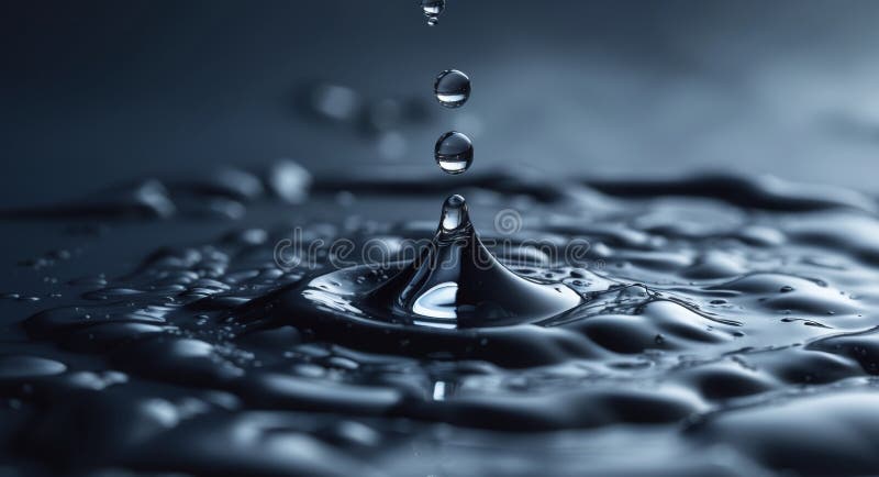 Close Up of Water Drop Splashing on Dark Blue Surface Stock Image ...