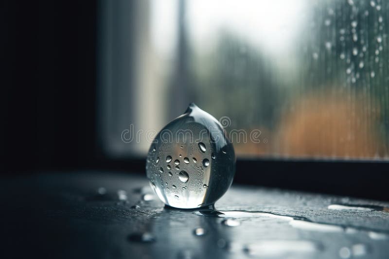 A Close Up of a Water Drop on a Window Sill Stock Illustration ...