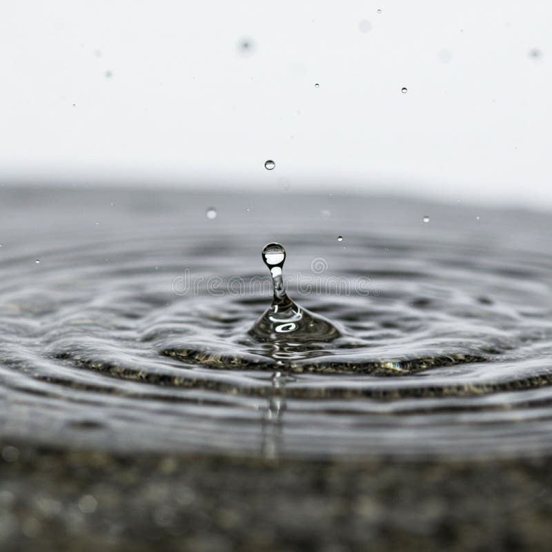 A Close-up of a Water Droplet Impacting a Liquid Surface, Creating ...