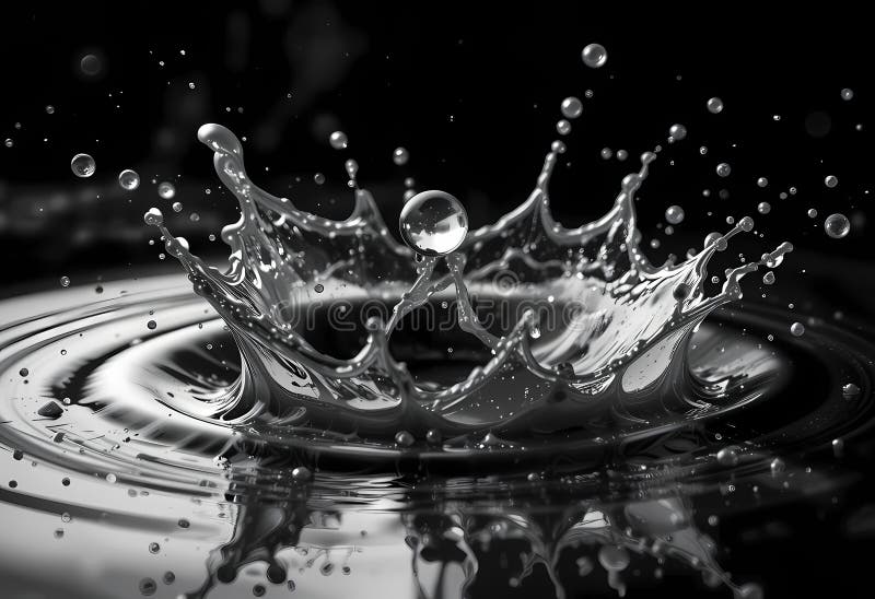 Close Up of a Water Droplet S Impact, Creating a Stunning Splash Stock ...