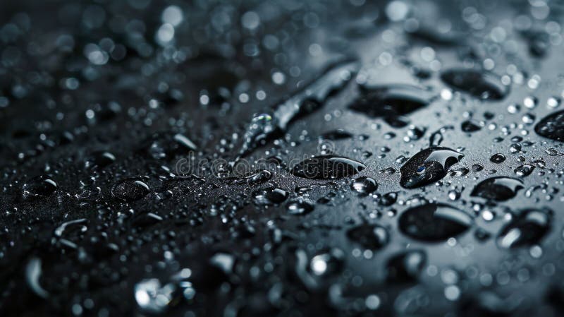 Close-up of Water Droplets on a Dark Surface Stock Image - Image of ...