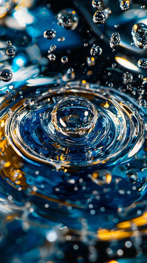 A Close Up of Water Droplets Falling into a Pool of Water Stock Photo ...