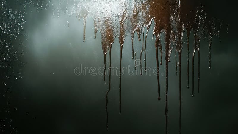 A Close-up of Water Droplets Running Down a Glass Surface, Creating a ...