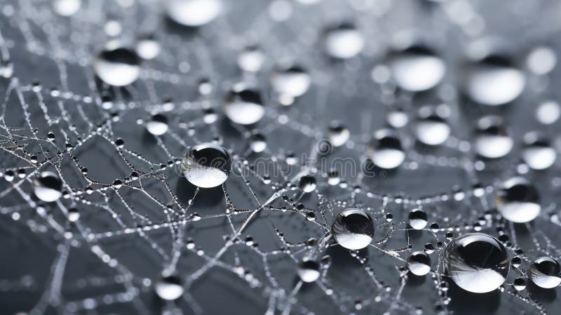 A Close Up of Water Droplets on a Spider Web Pattern Stock Illustration ...