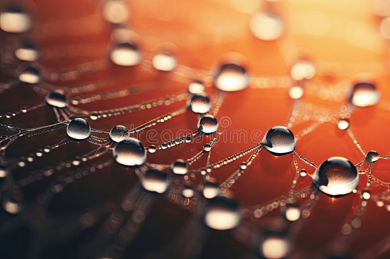 A Close Up of Water Droplets on a Spider Web Pattern. Generative Ai ...
