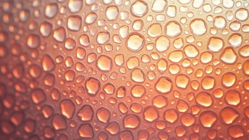 Close-up of Water Droplets on Textured Glass Surface with Warm Light ...