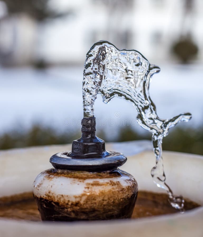 Close Up Water Drops Flowing from Fountain Stock Photo - Image of ...