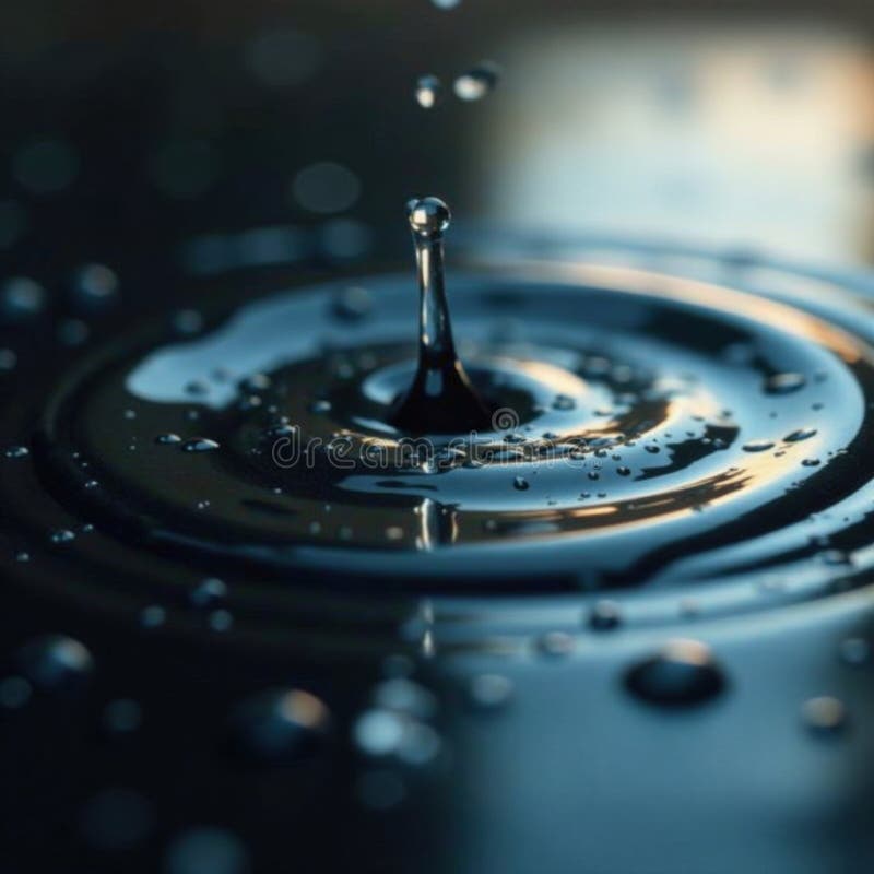 Close-up of Water Drops Hitting Black Surface with Blurred Motion and ...
