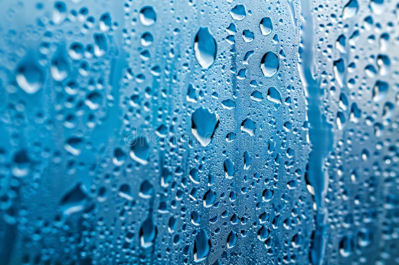 Close Up of Water Drops of Rain on the Window Glass Stock Illustration ...