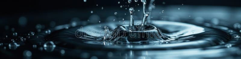 Close-up of Water Drops on Sharp Edge Hitting Black Surface with Blurry ...
