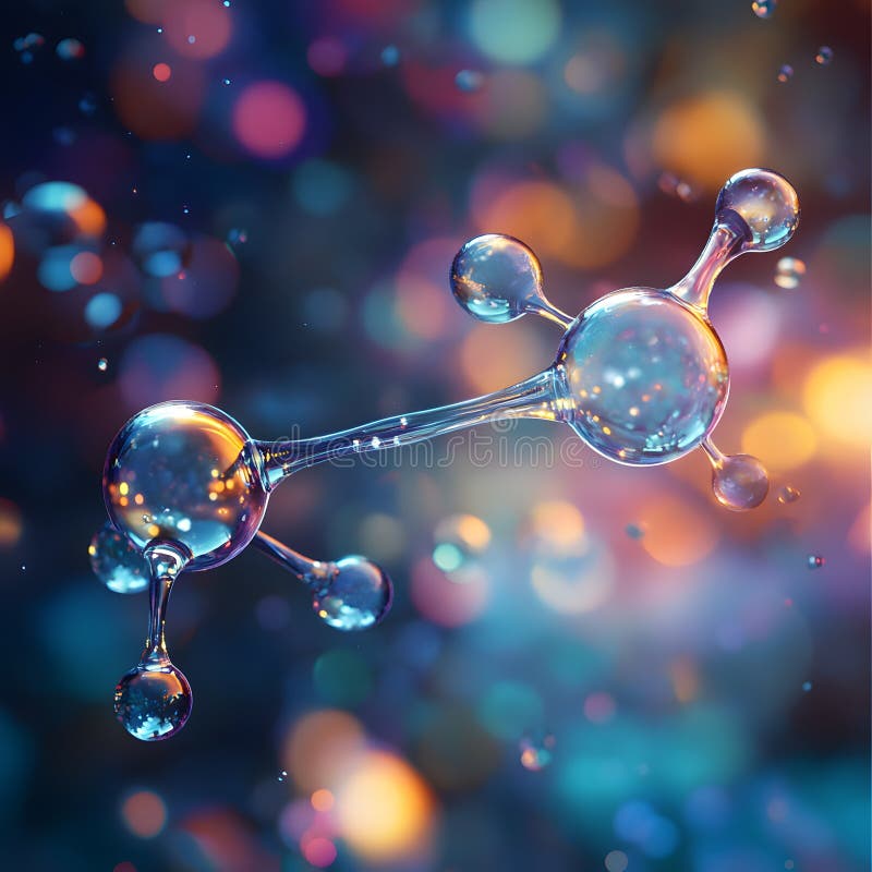 A Close-up Water Molecules Connected by Small Bubbles, in the Style of ...