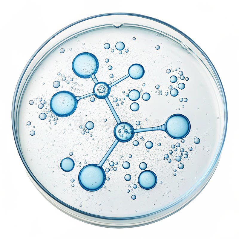Close Up of Water Molecules in Petri Dish Stock Illustration ...