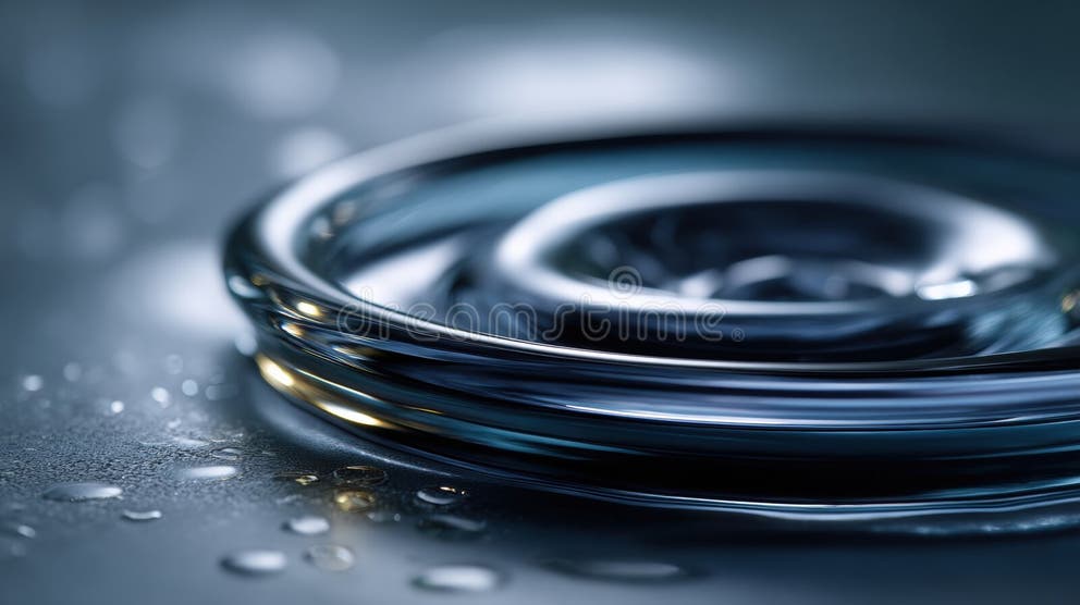 Close-up of a Water Ripple on a Smooth Surface, Creating a Soothing and ...
