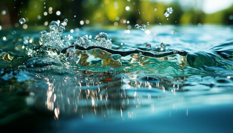 Close-up of Water Ripple and Splash on Reflective Surface Stock ...
