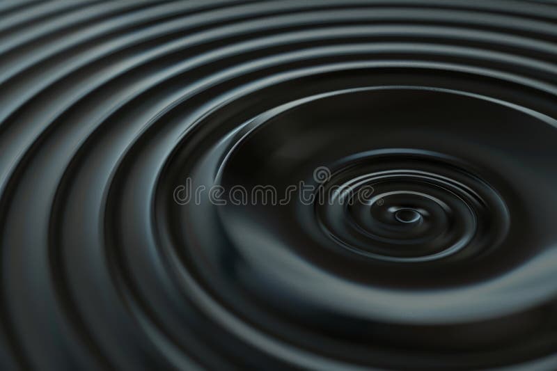 Close-up of Water Ripples Creating Concentric Circles in a Dark Liquid ...