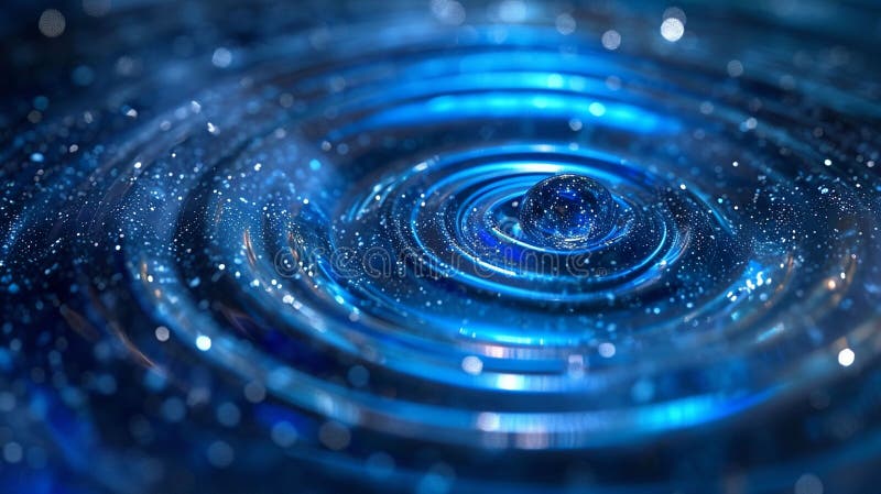 Close-up of Water Ripples with a Luminous Blue Glow and Sparkling ...